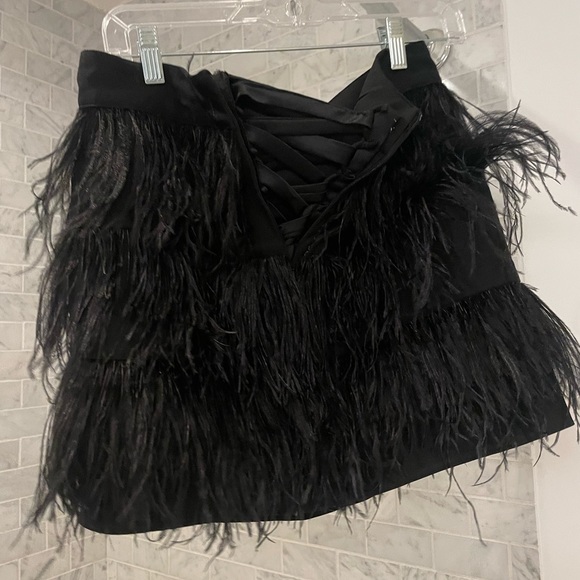 Wells Grace | Skirts | Ostrich Feather Mini Skirt With Corset Sewn ...